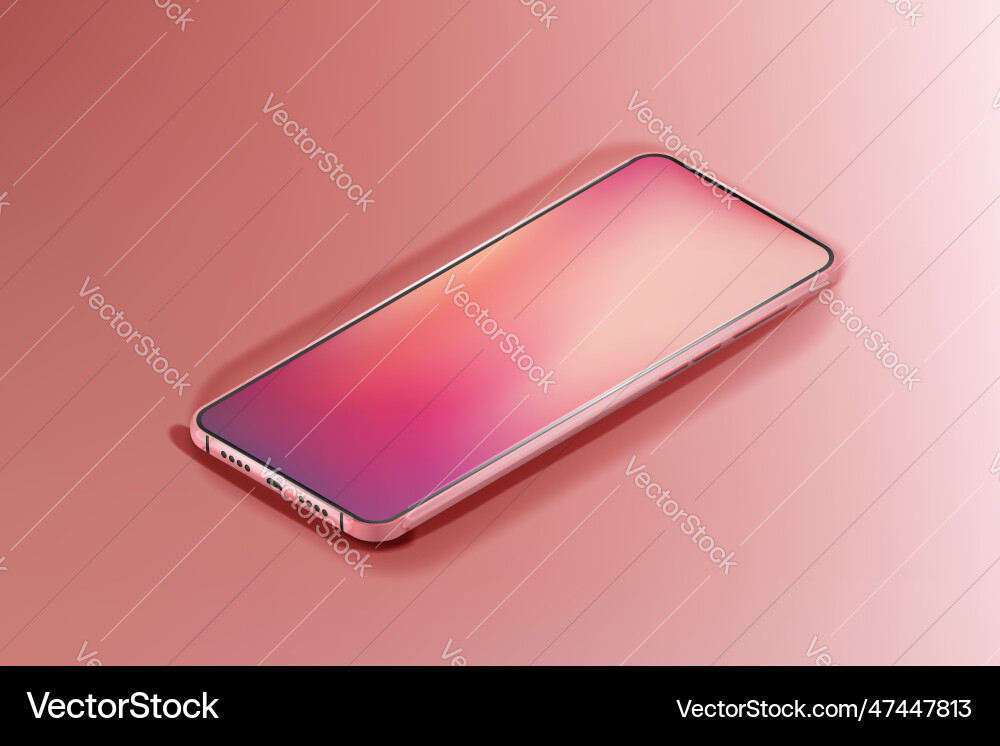 Realistic isometric smartphone mockup in warm Vector Image