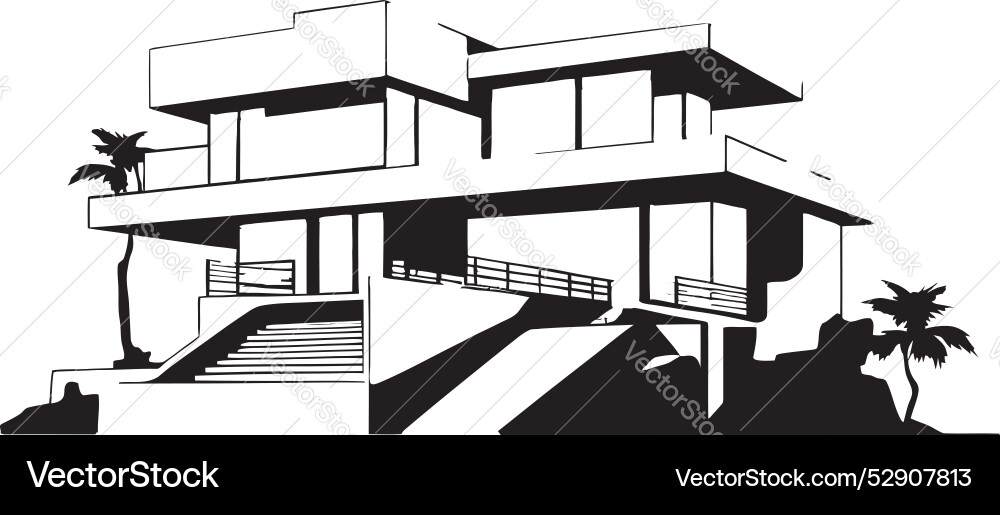 Simplistic luxury living villa design elegant Vector Image