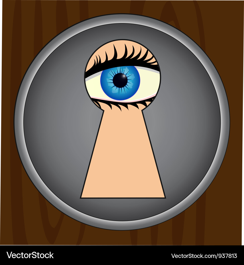 Spying through keyhole Royalty Free Vector Image