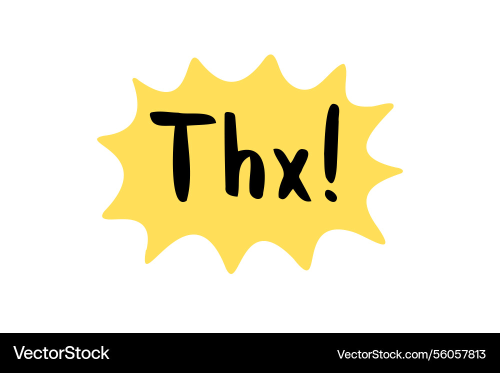 Thx speech bubble yellow bright icon thank you Vector Image