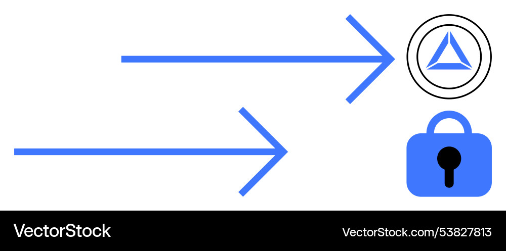 Two blue arrows pointing toward a symbol Vector Image