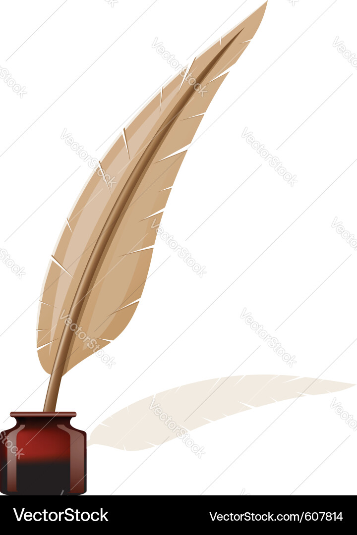Antique Feather Quill and Inkpot Royalty Free Vector Image
