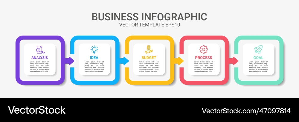 Business infographic work process 5 steps Vector Image