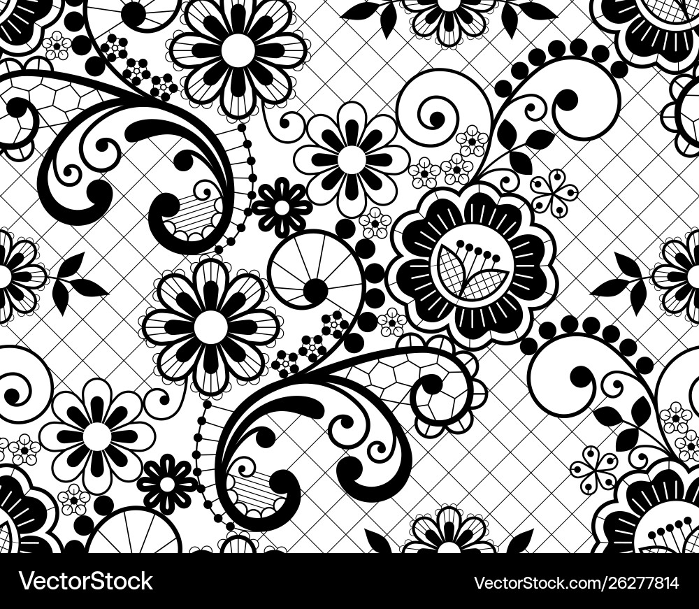 Seamless lace retro pattern in black Royalty Free Vector