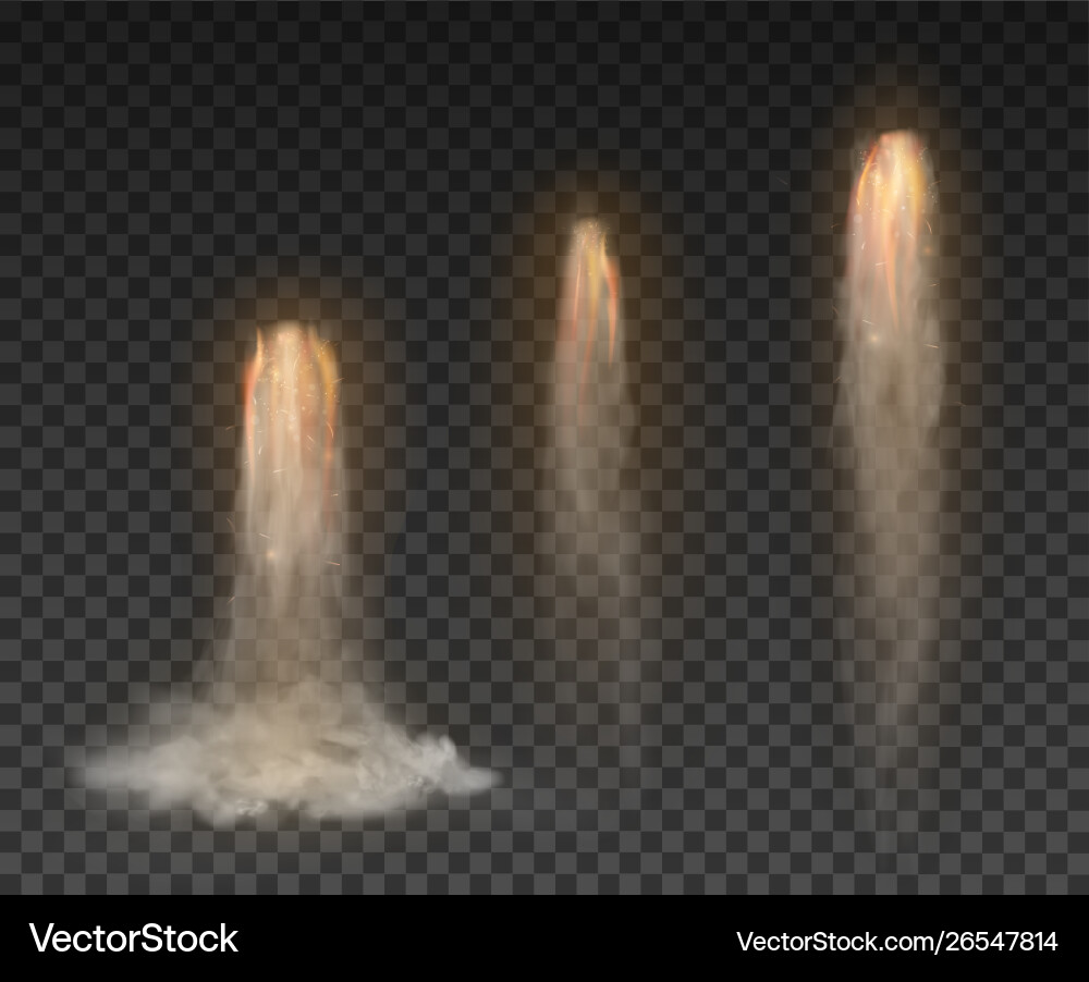 Space rocket bomb smoke isolated on transparent Vector Image