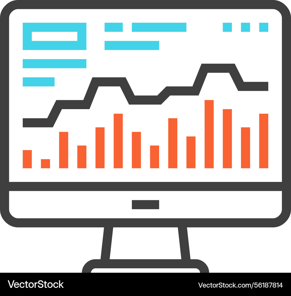 Stock market flat line web icon concept Royalty Free Vector