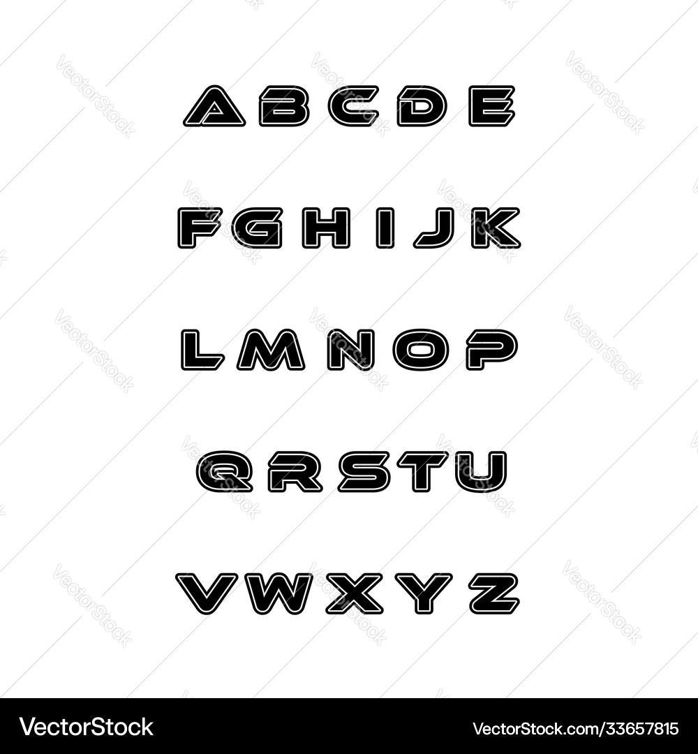 Alphabet set with double outline 16 Royalty Free Vector