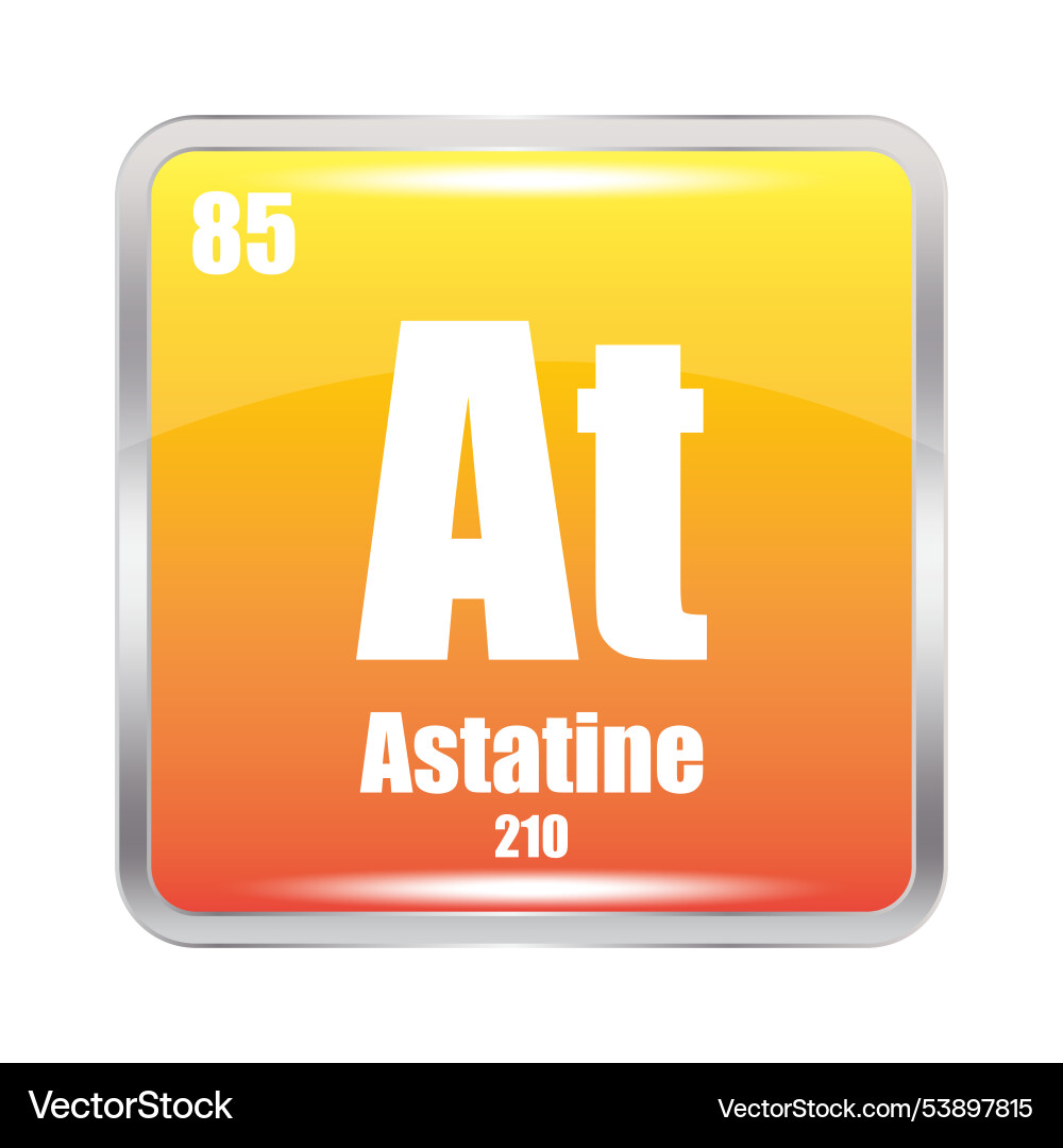 Astatine icon at chemical element atomic number Vector Image