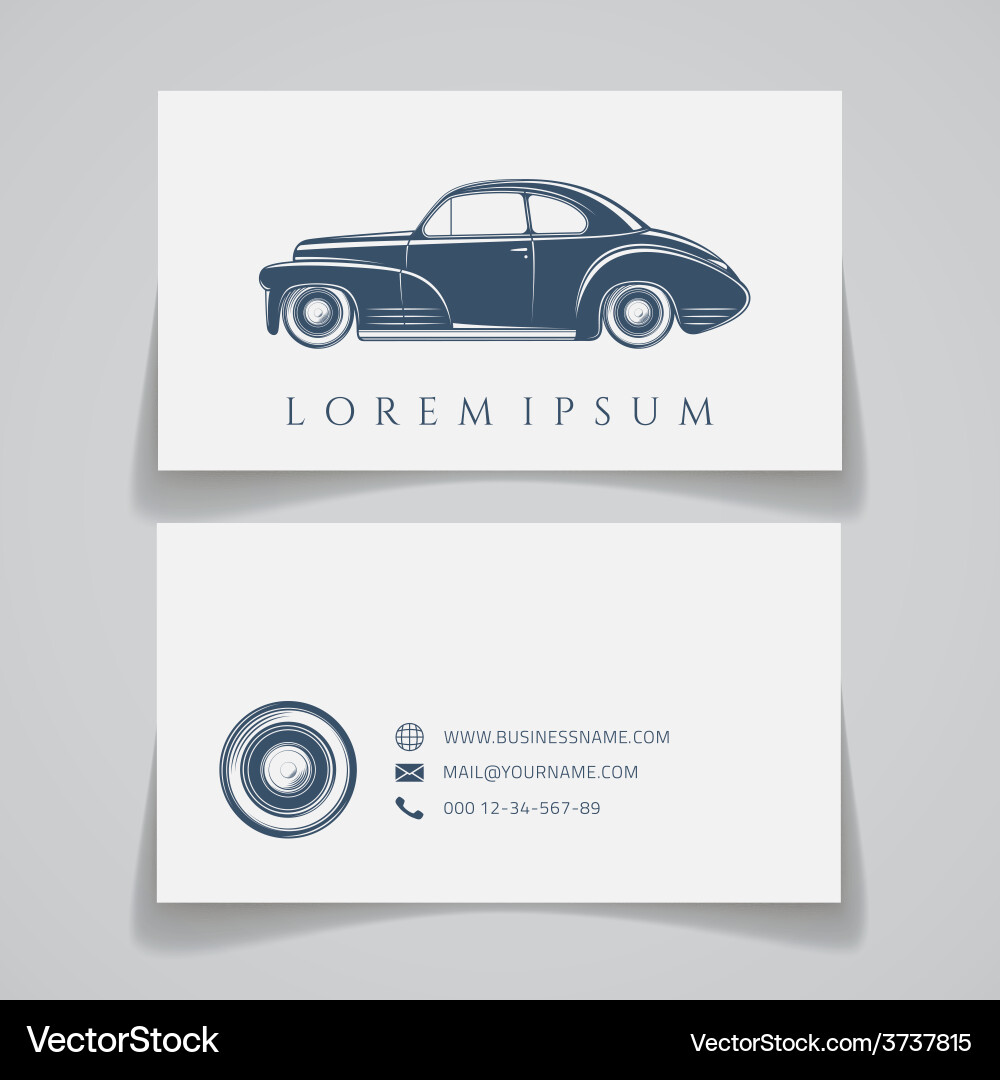 Business card template classic car logo Royalty Free Vector