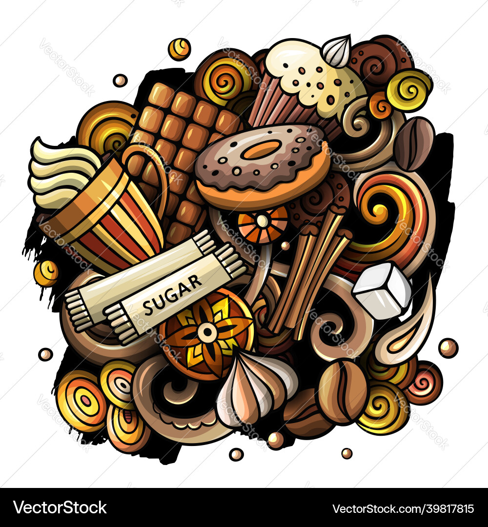 Cartoon doodles coffee house Royalty Free Vector Image
