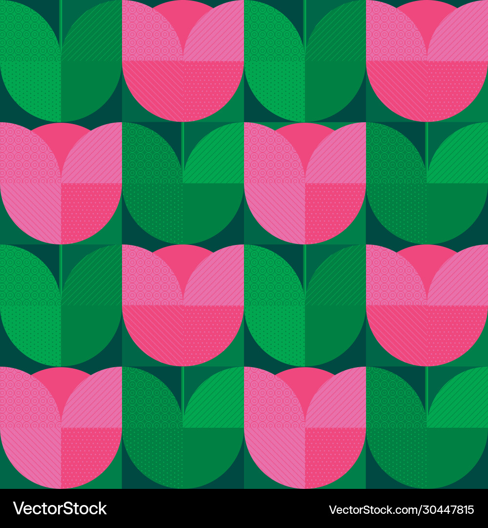Geometrical abstract tulip seamless pattern Vector Image