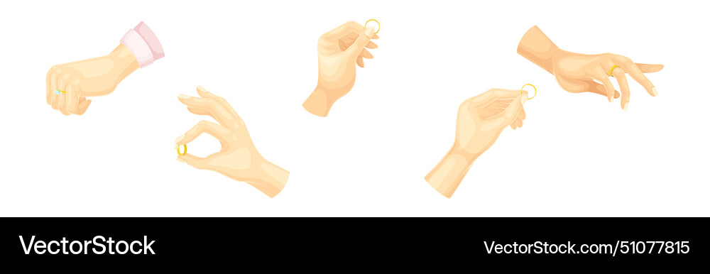 Hand with golden ring gem for engagement Vector Image