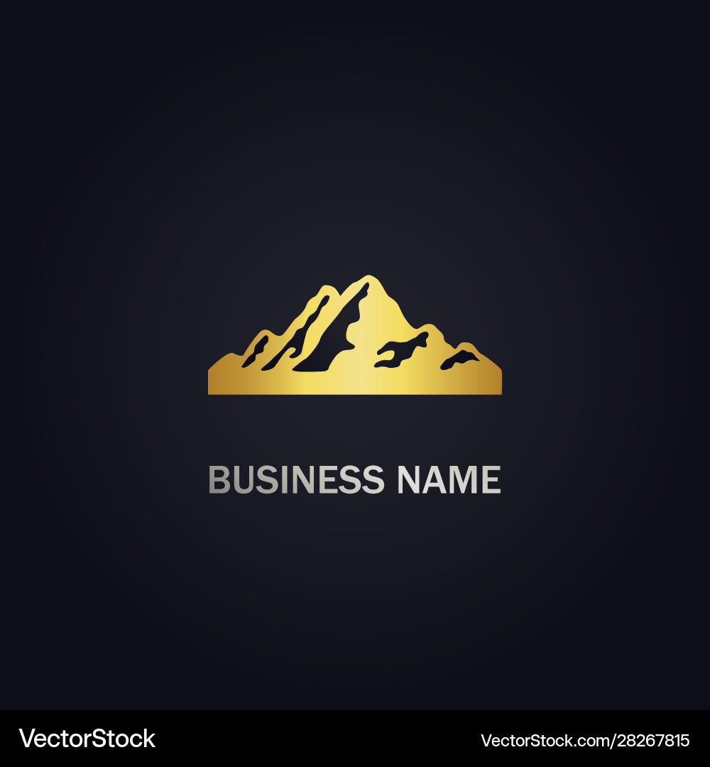 High mountain nature gold logo Royalty Free Vector Image