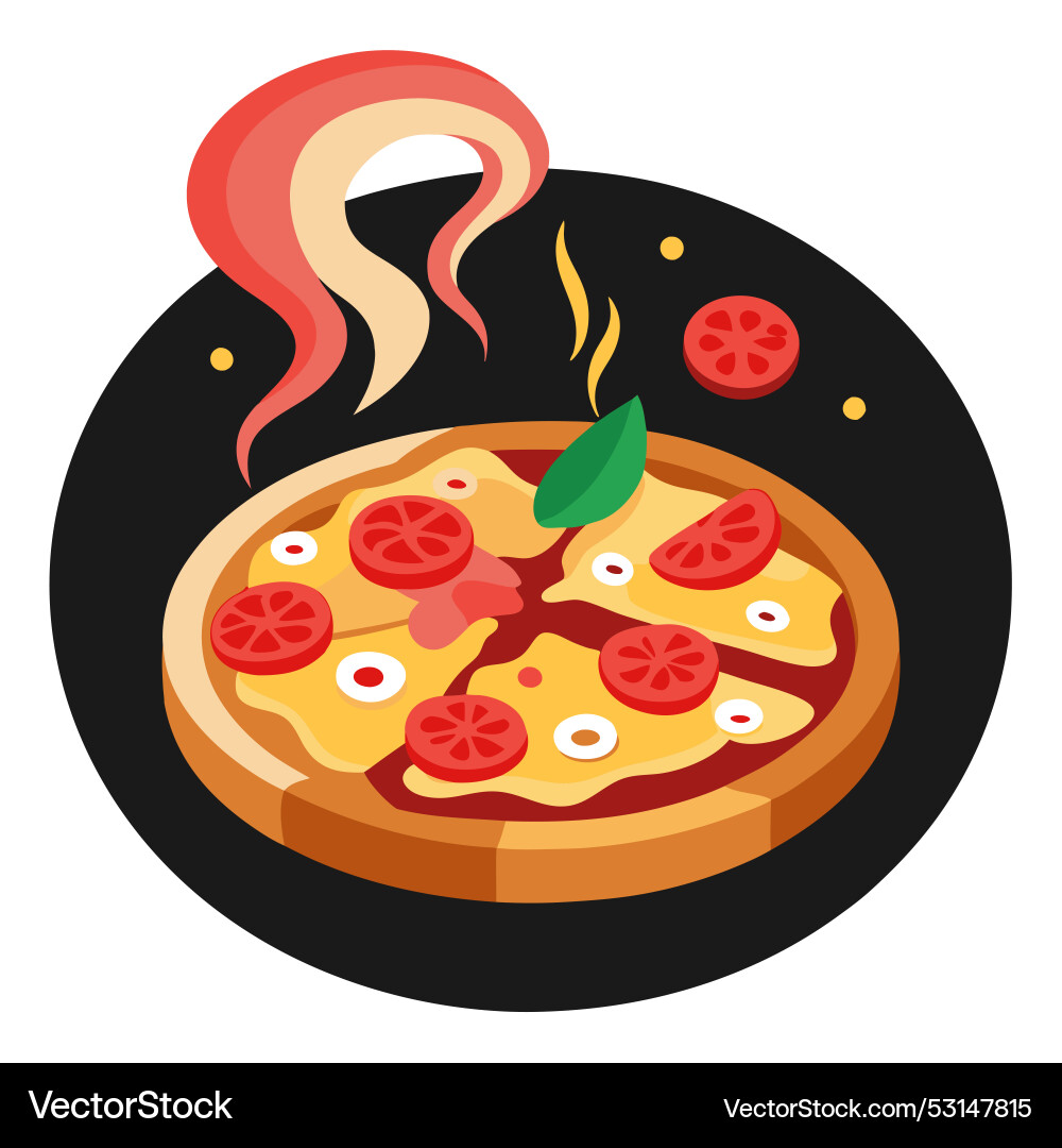 Hot pepperoni pizza tasty composition Royalty Free Vector