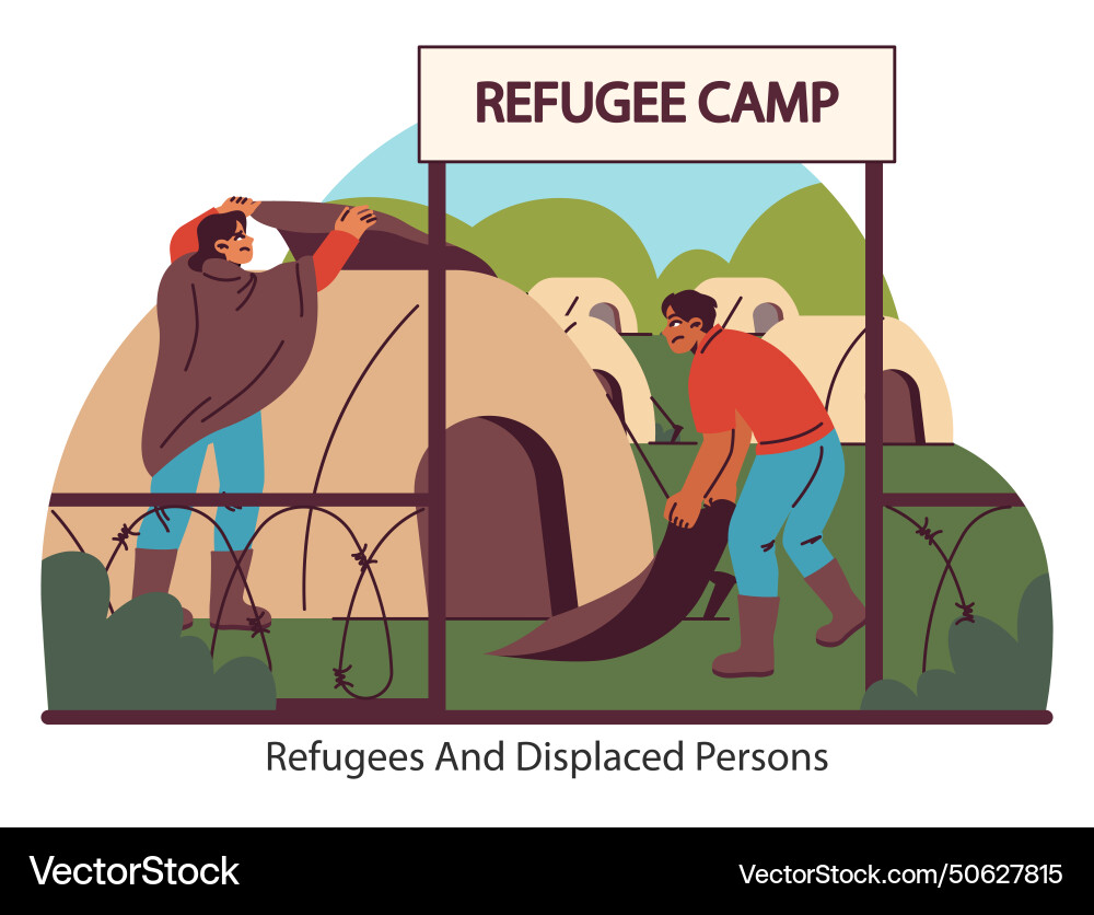 Humanitarian crisis scene flat Royalty Free Vector Image