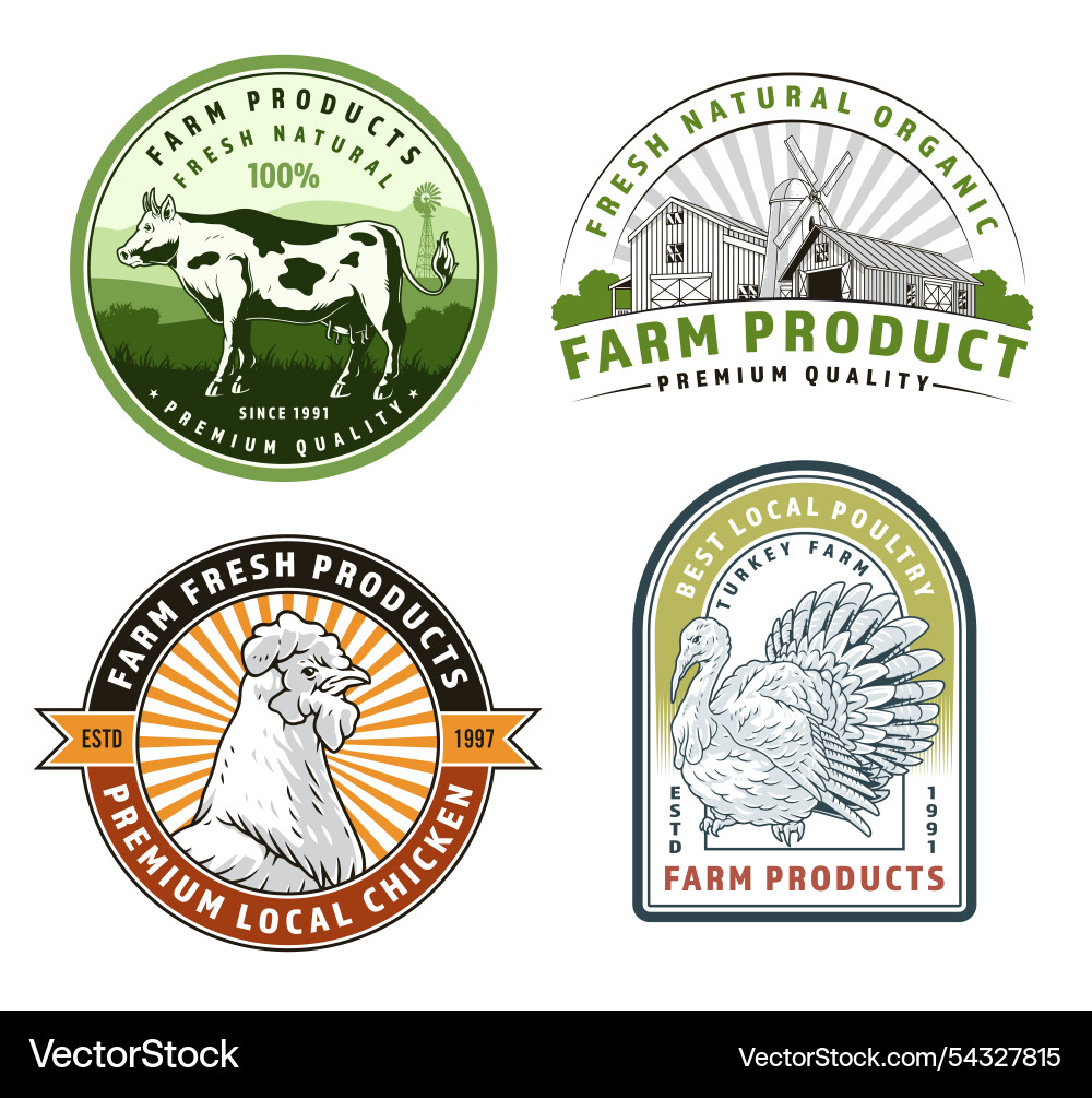 Local quality farm product labels Royalty Free Vector Image