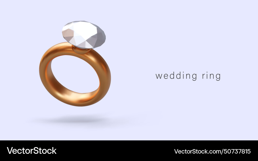 Realistic female wedding ring with precious stone Vector Image