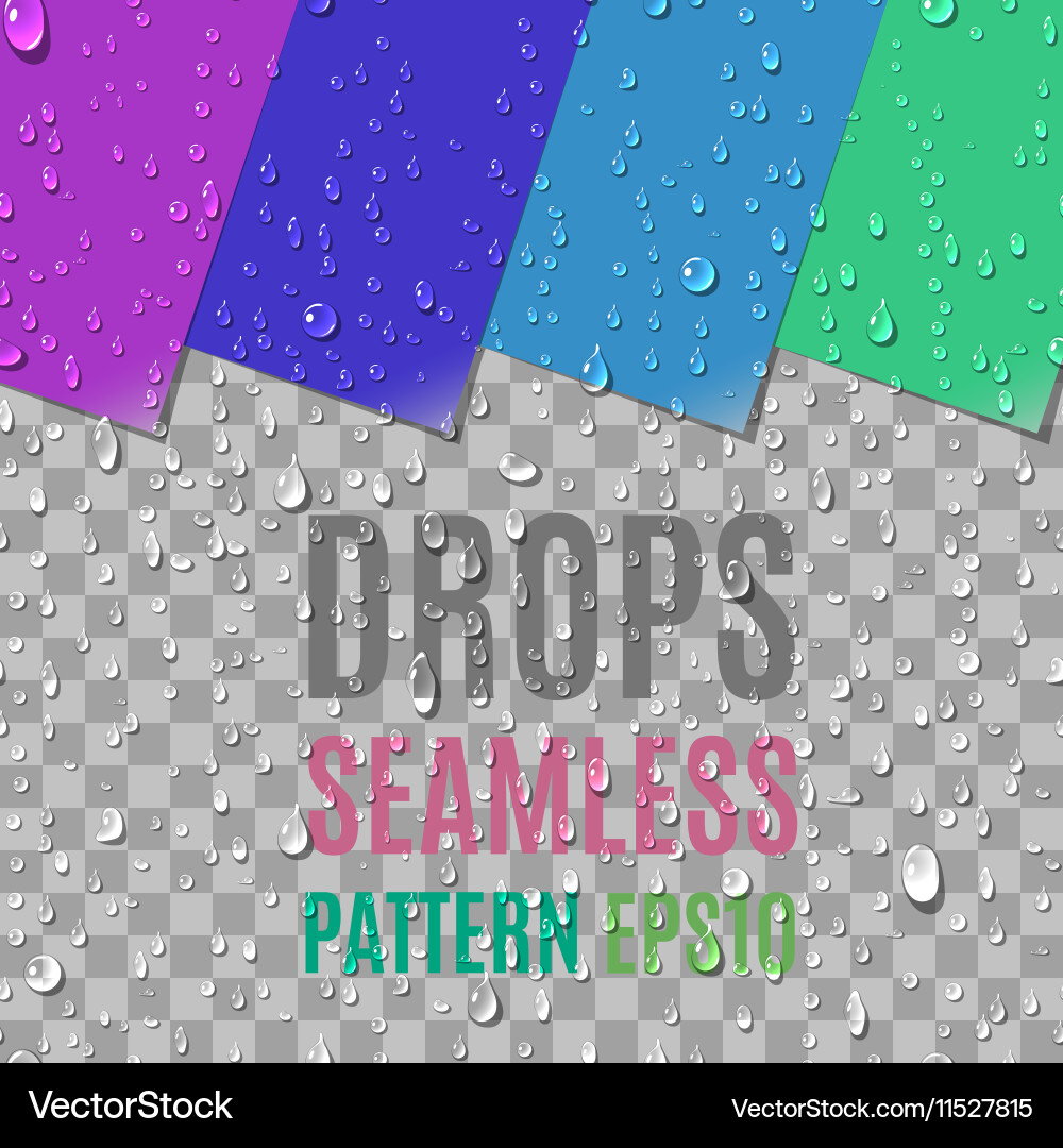 Realistic water transparent drops seamless pattern