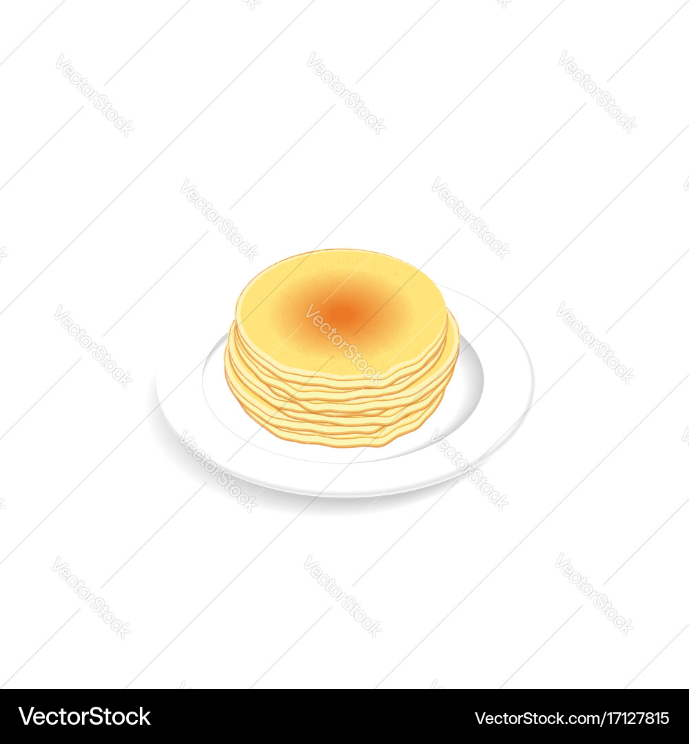 Stack of fluffy and fresh pancakes on plate Vector Image
