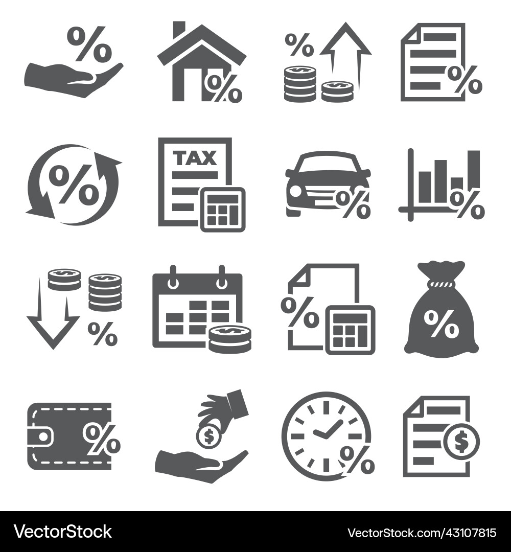 Tax icons set on white background Royalty Free Vector Image