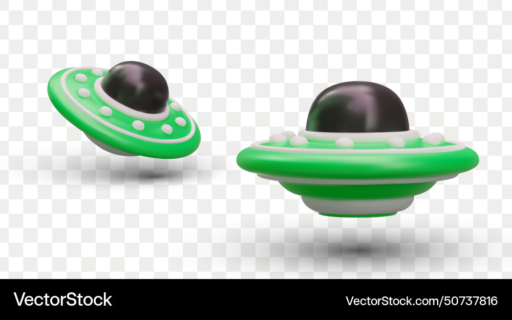 3d flying saucer with black opaque dome object Vector Image