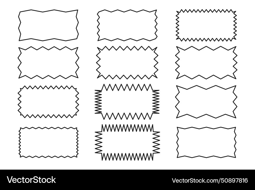 A set of rectangular borders with zigzag edge Vector Image