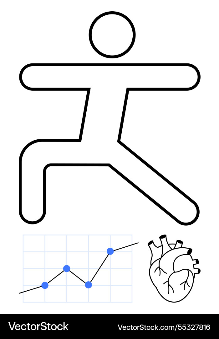 Active figure with line chart and anatomical heart