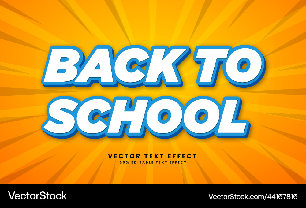 Back to school editable 3d text effect style Vector Image