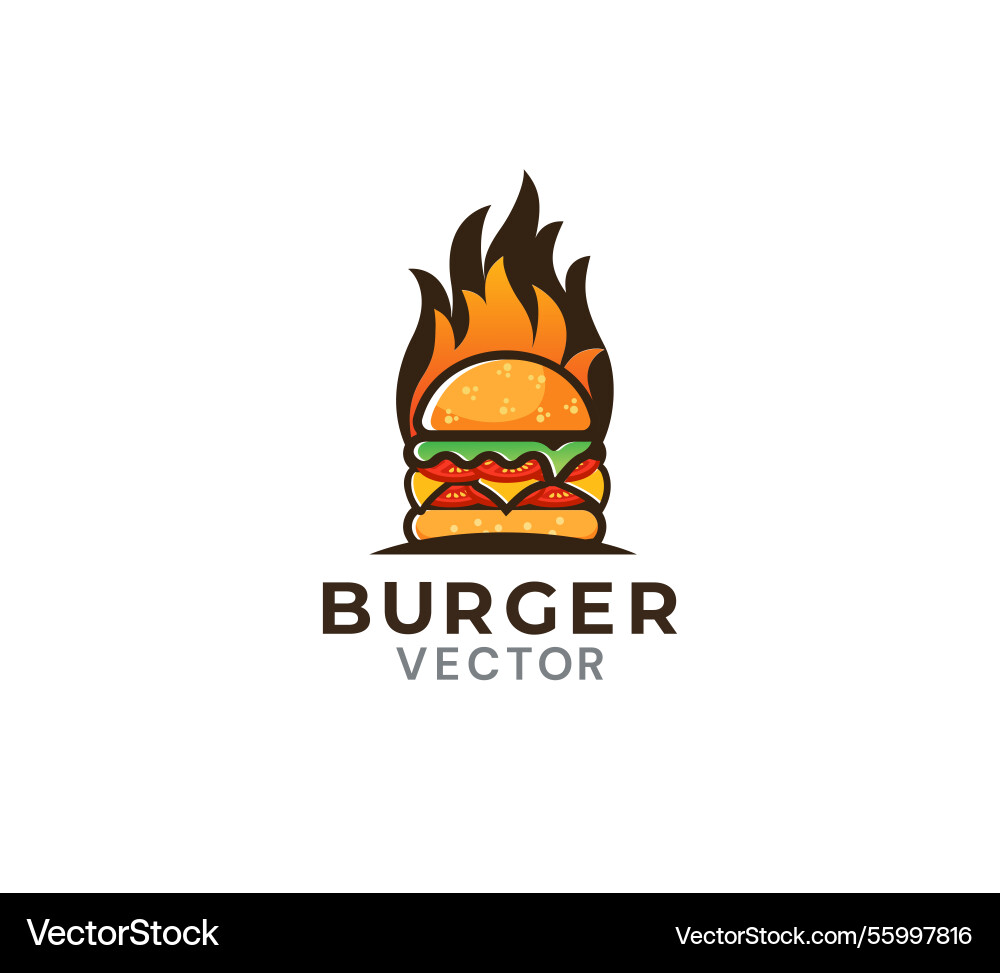 Burger shop logo design Royalty Free Vector Image