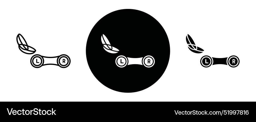 Contact lens outline icon collection or set Vector Image