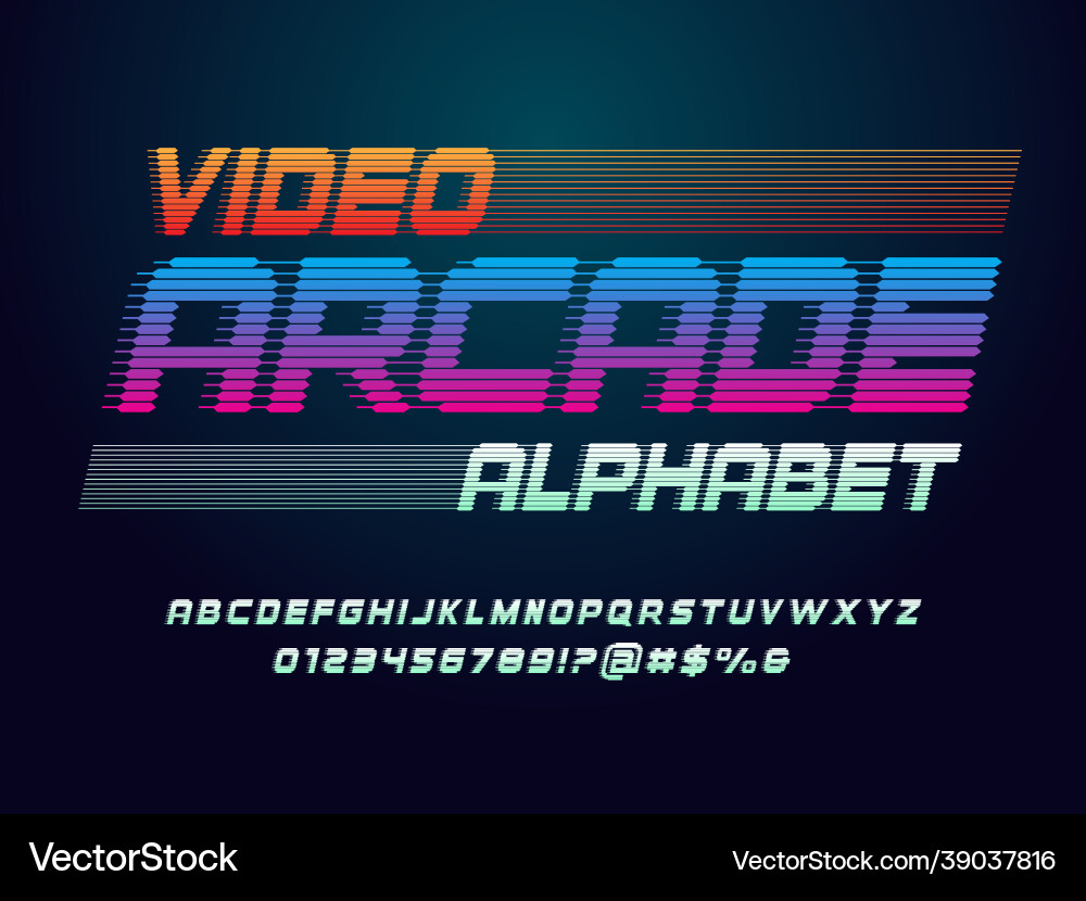 Digital font Royalty Free Vector Image - VectorStock