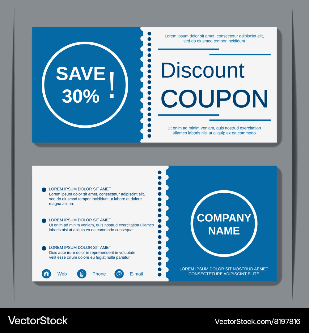 Discount coupon design template Royalty Free Vector Image