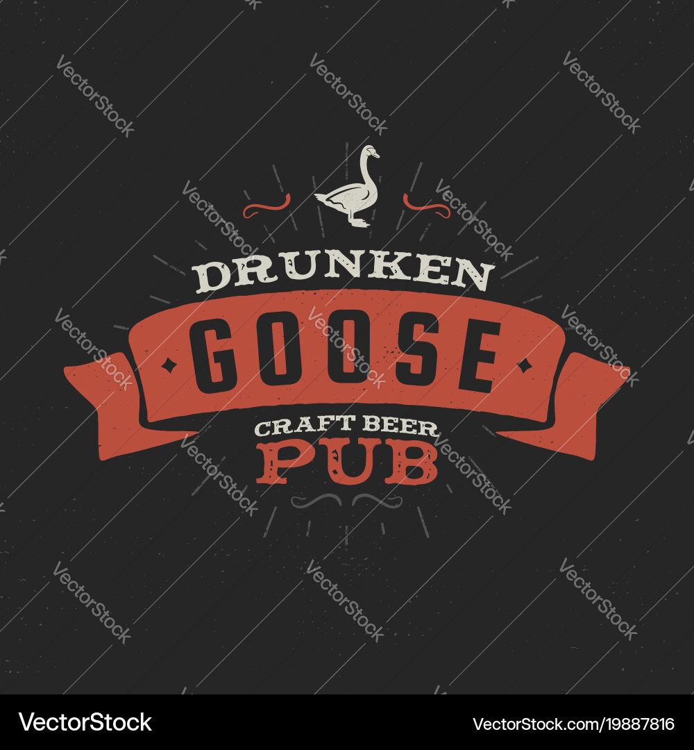 Drunken Goose Brewery Label Royalty Free Vector Image