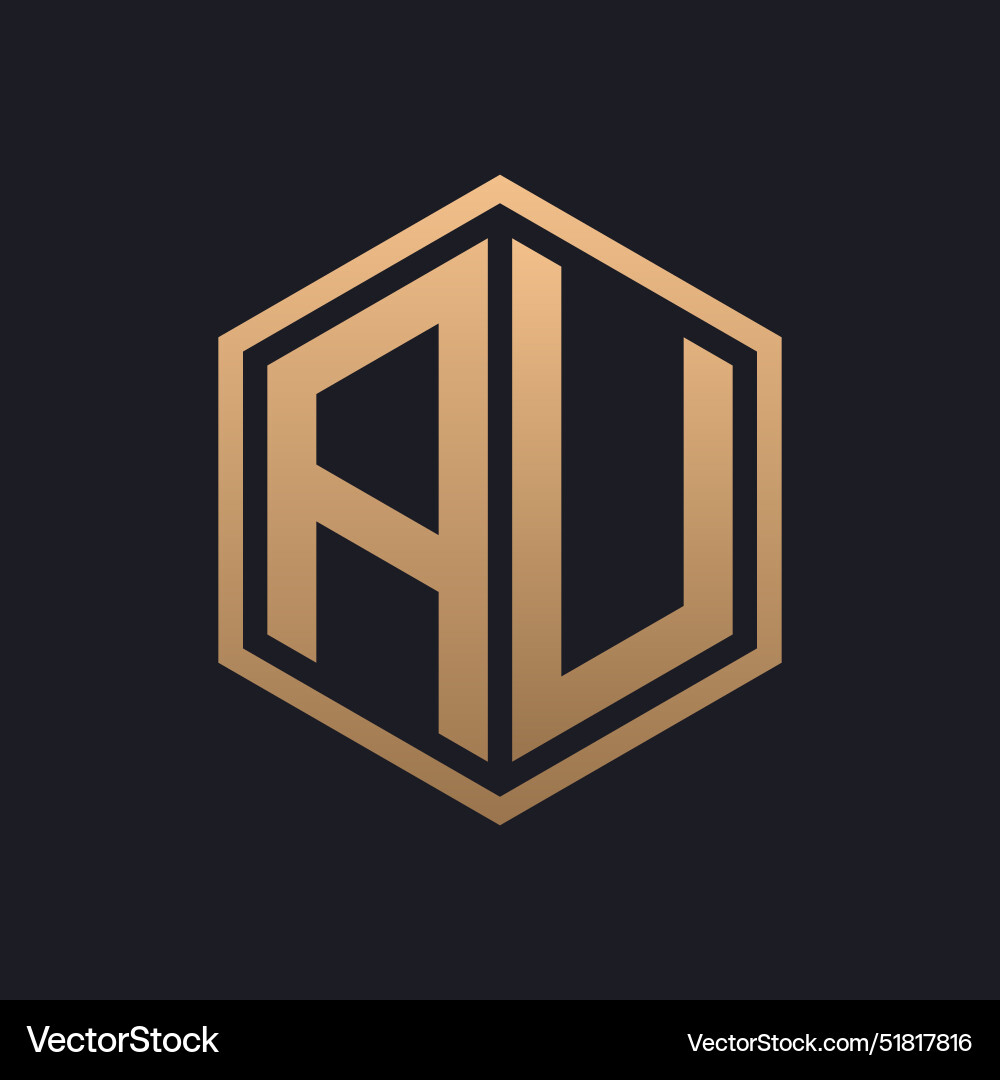 Elegant hexagon letter au logo design initial Vector Image