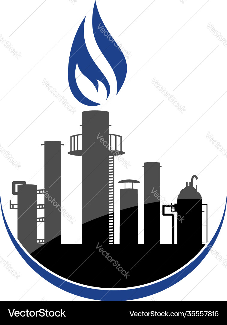 Factory extracting natural gas isolated logo Vector Image