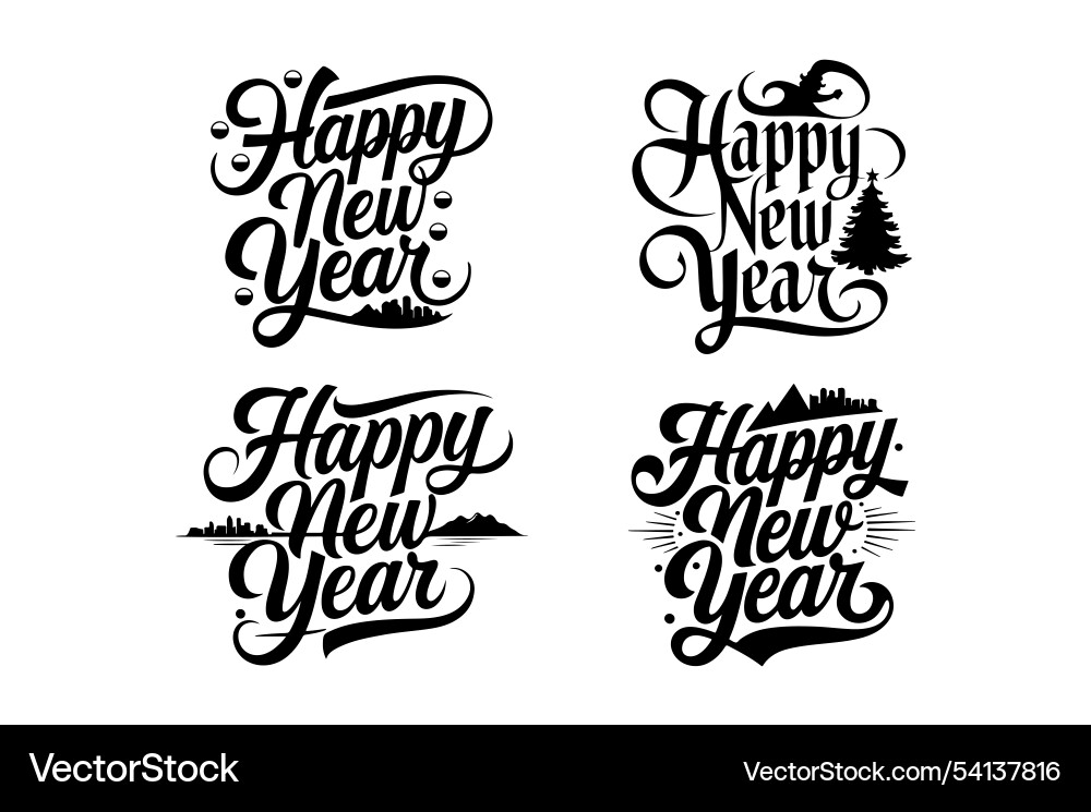 Happy new year art Royalty Free Vector Image - VectorStock