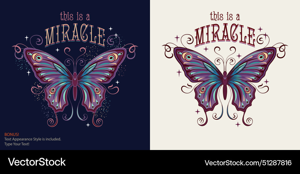 Mysterious label with fantasy butterfly text Vector Image