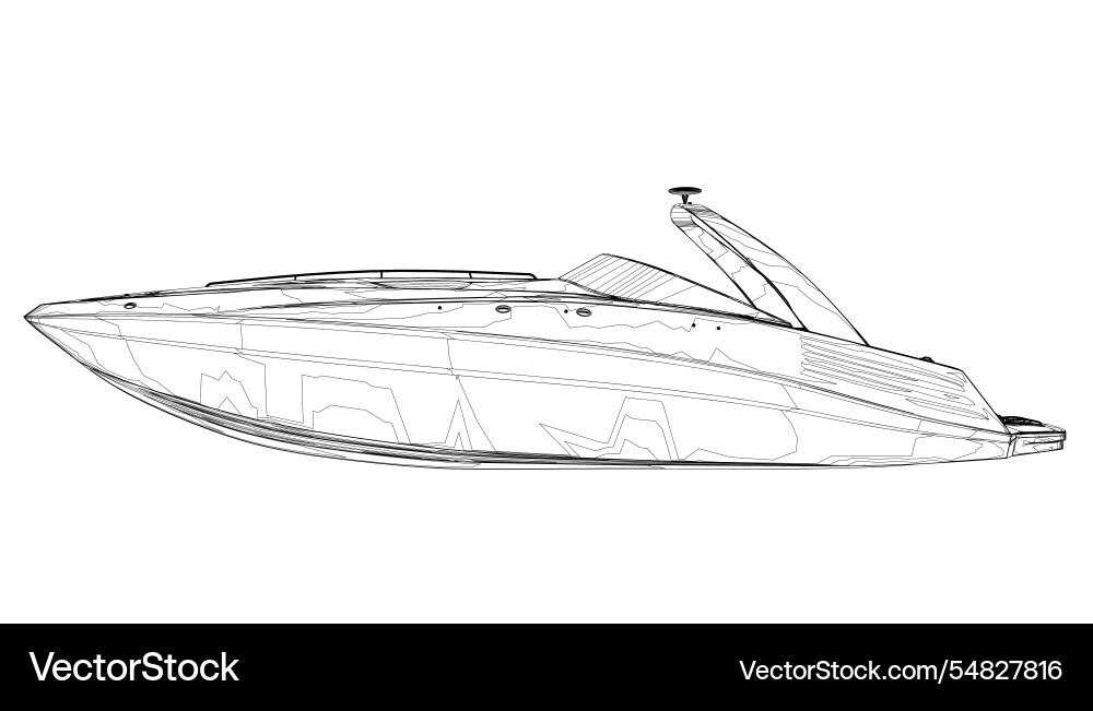 Outline Speedboot isoliert Luxus und teuer Vektorbild