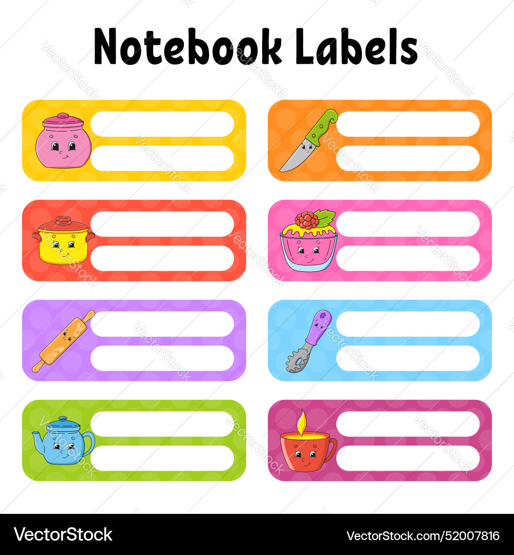School labels for books and notebooks bright Vector Image