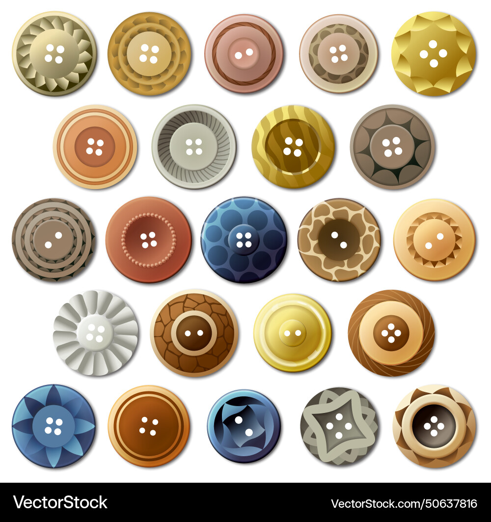Sewing buttons icon set isolated on white Vector Image