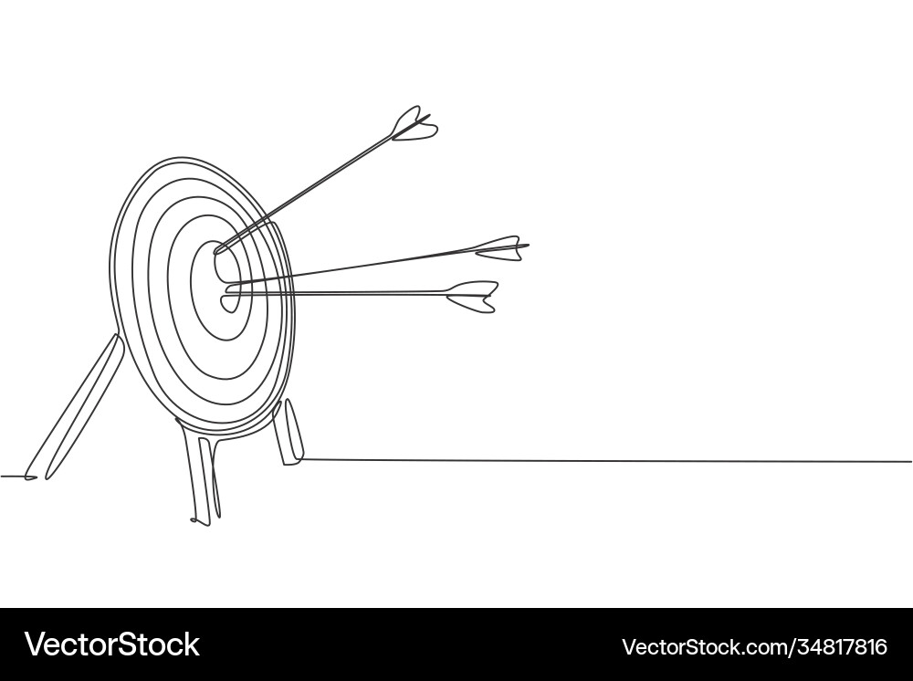 Single continuous line drawing archery target Vector Image