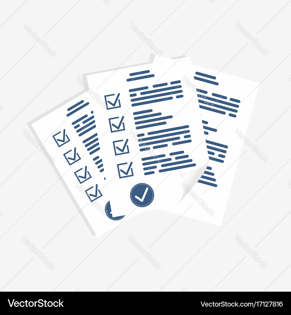 Survey form paper sheets exam checklist Royalty Free Vector
