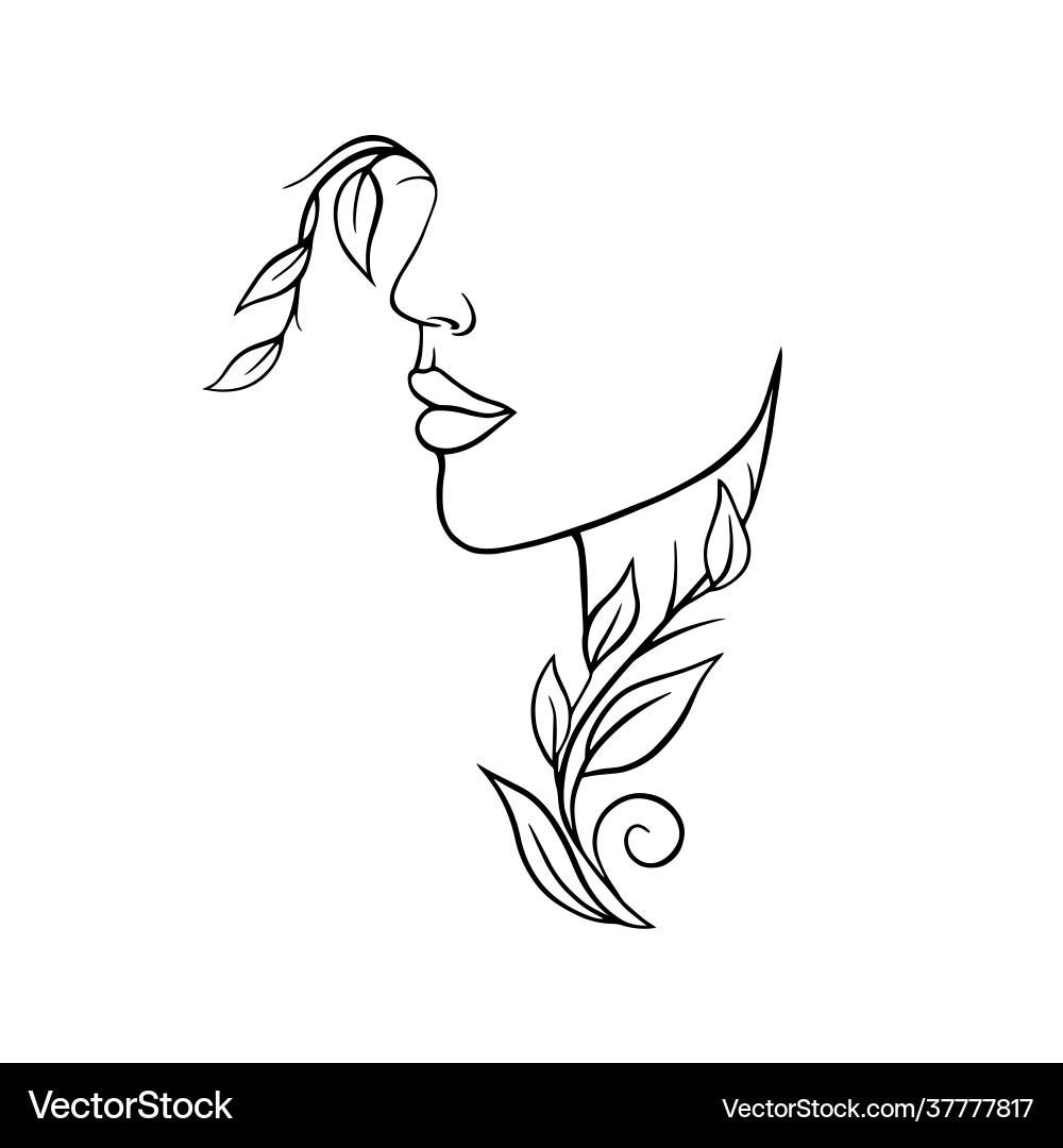 Abstract face line drawing Royalty Free Vector Image