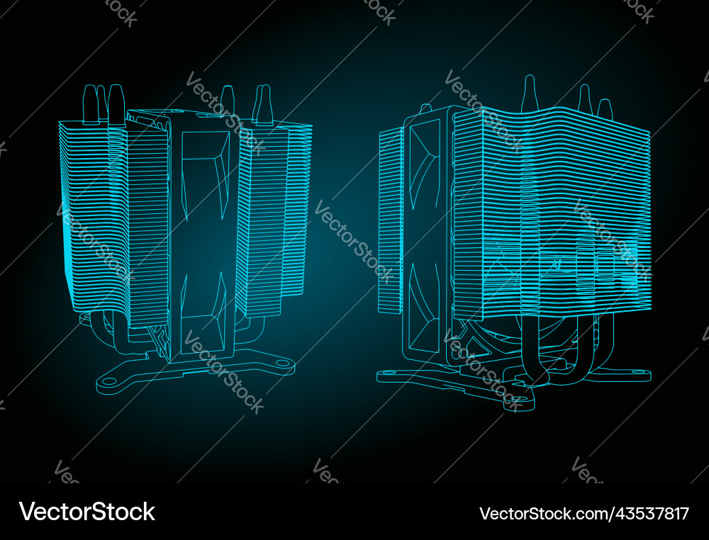 Cpu cooler drawings Royalty Free Vector Image - VectorStock