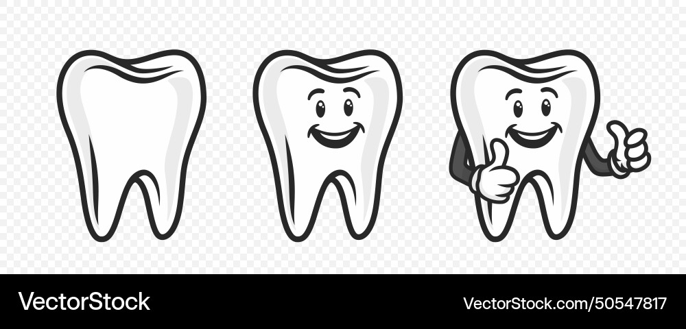 Cute and friendly cartoon tooth character Vector Image