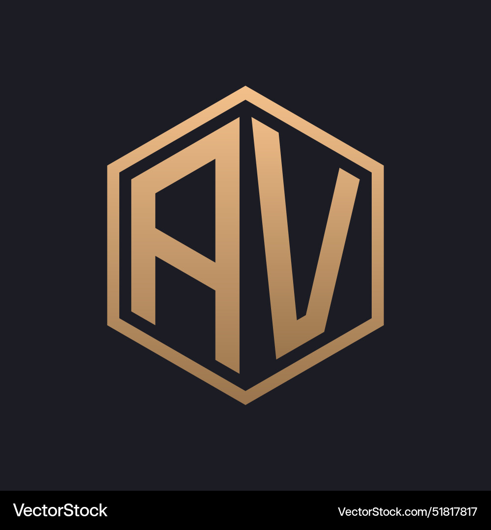 Elegant hexagon letter av logo design initial Vector Image