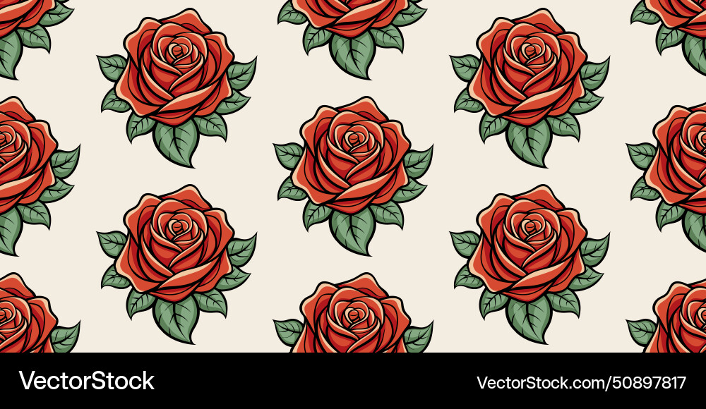 Elegant seamless pattern of stylized red roses Vector Image