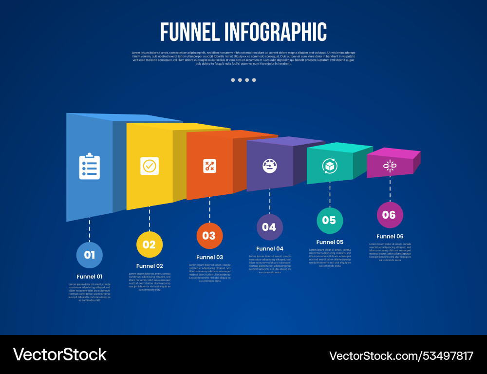 Funnel infographic with horizontal shape Vector Image