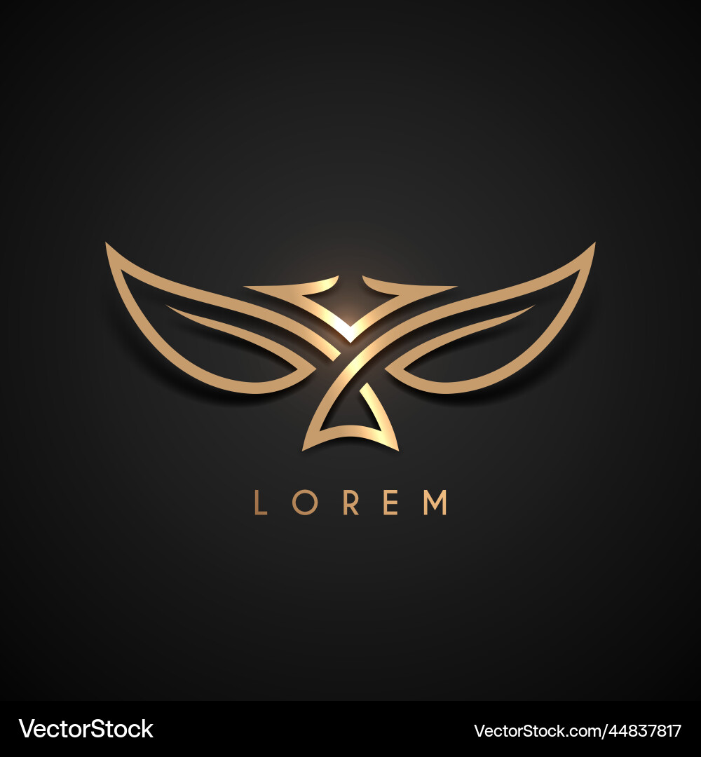 Golden wings logo template on black background Vector Image