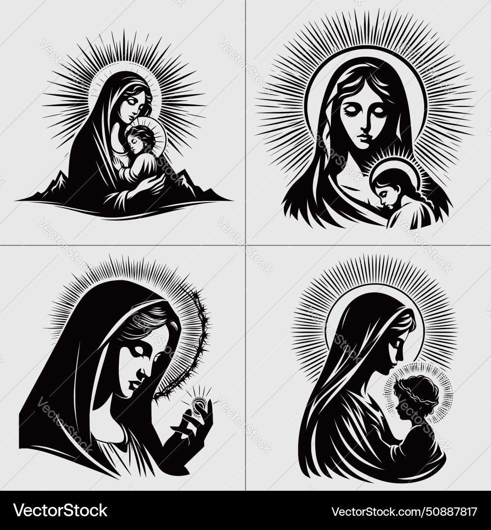 Mother of jesus virgin mary mother jesus blessed Vector Image